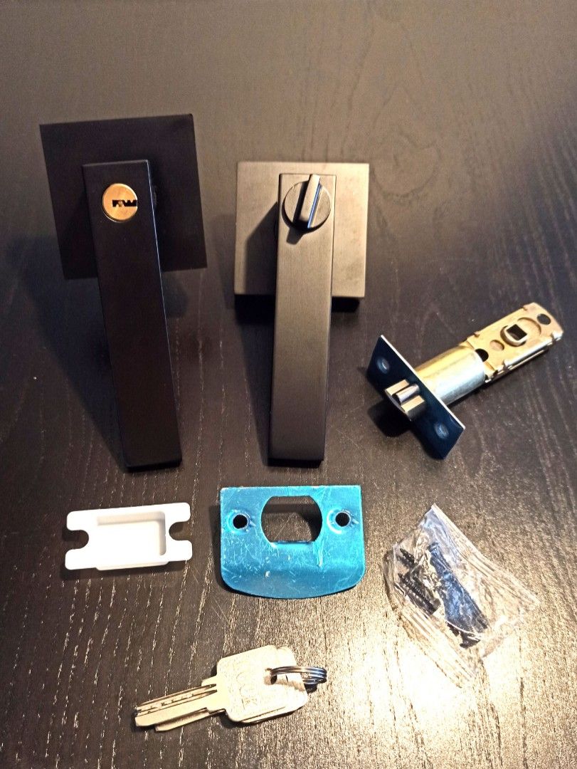 Door Handle Lock Set Matt Black, Furniture & Home Living, Security ...