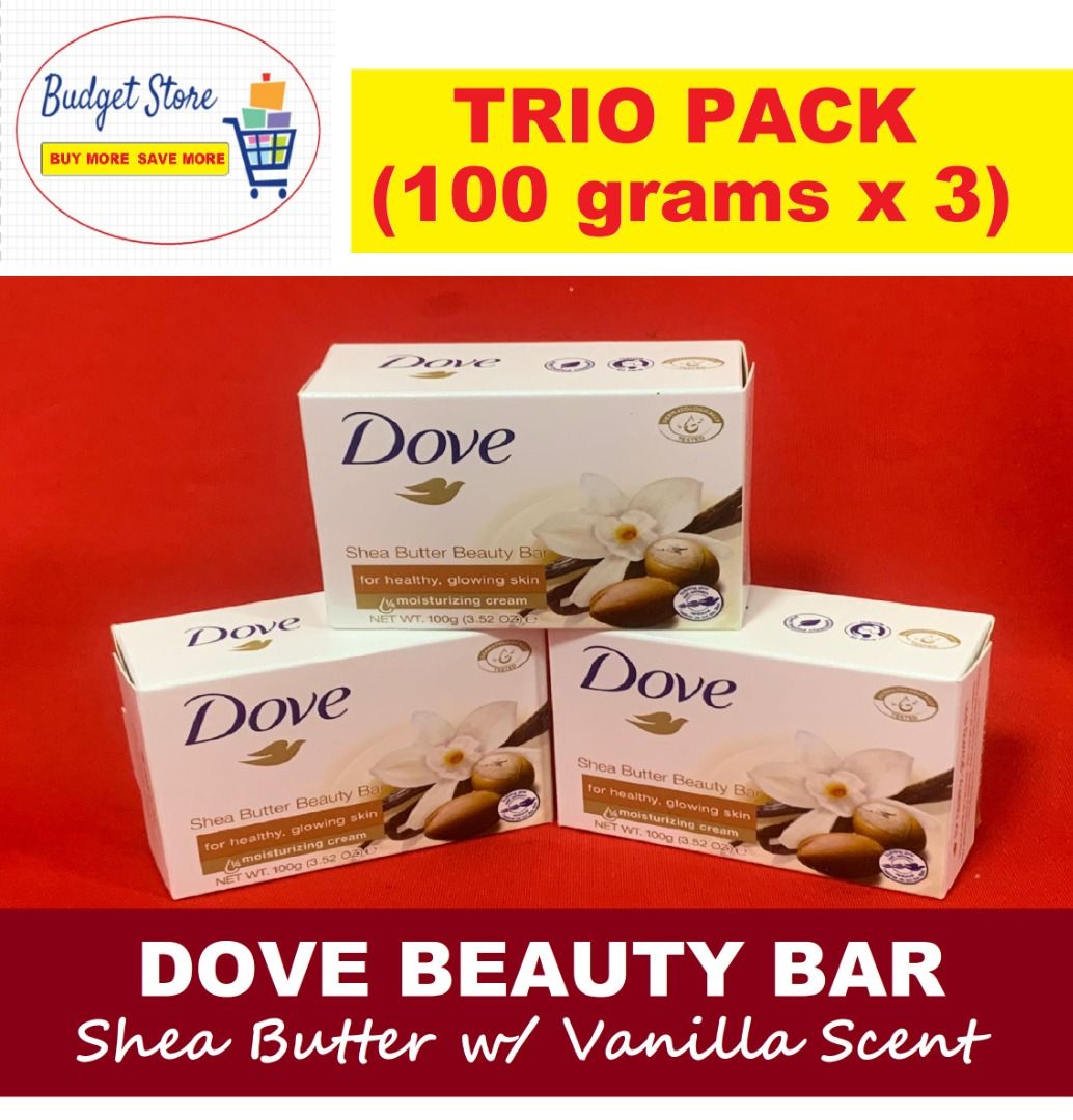 Dove Beauty Bar Shea Butter with Vanilla Scent - (100 grams x 3)TRIO ...