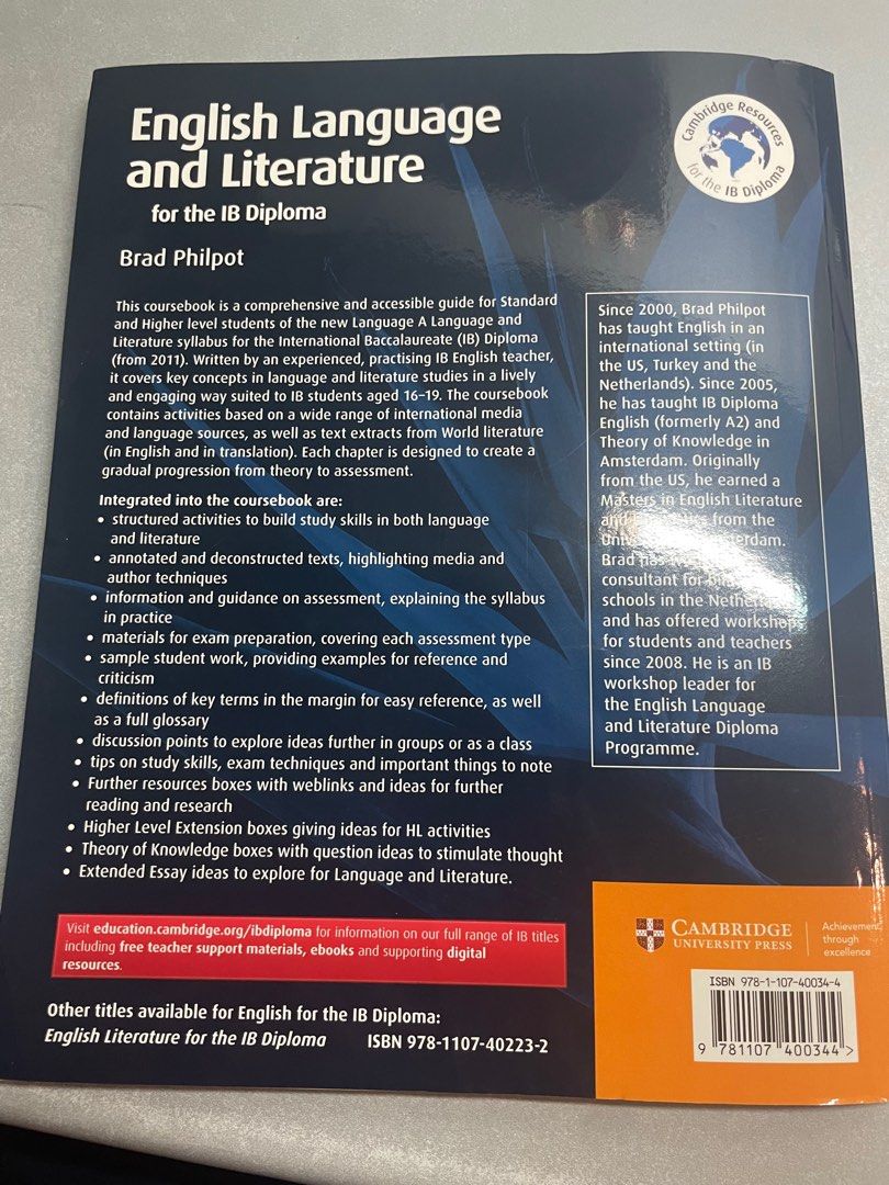 English Lang Lit textbook IB, Hobbies & Toys, Books & Magazines ...