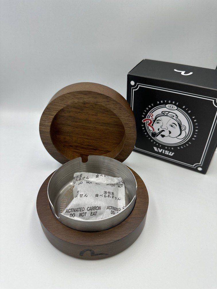 Evisu Kamon Wooden Ashtray, Men's Fashion, Watches & Accessories ...
