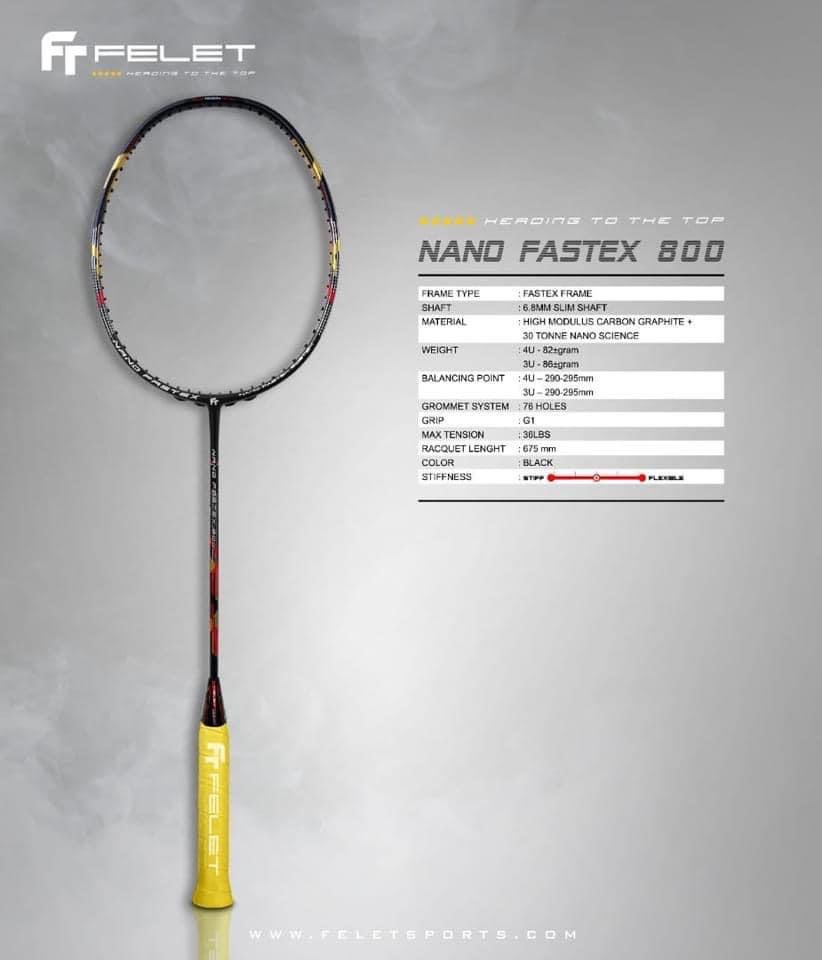 Felet NANO FASTEX 800 Racket, Sports Equipment, Sports & Games, Racket ...