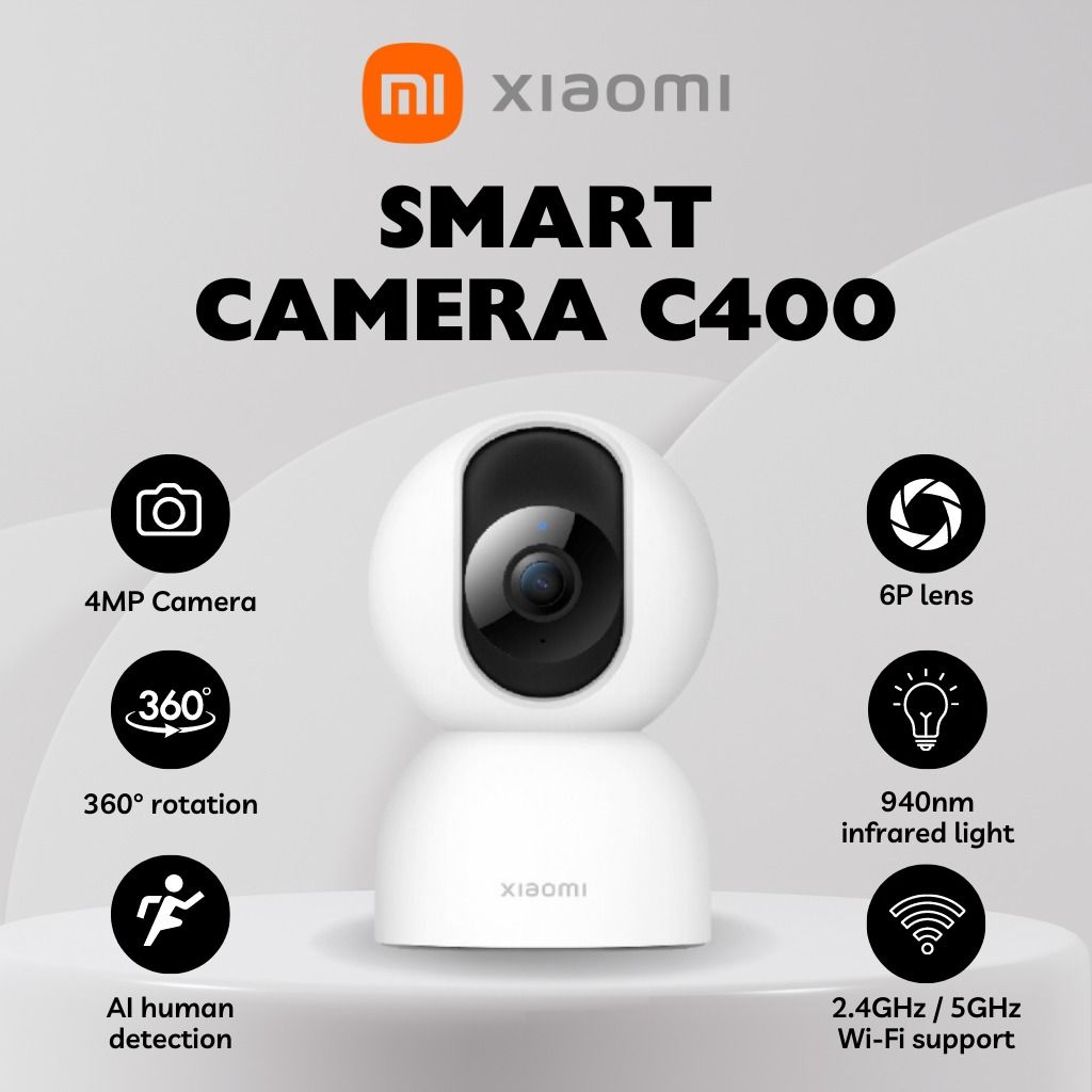[Global] Xiaomi Smart Camera C400 FREE ADAPTER CCTV 360 AI Detection ...