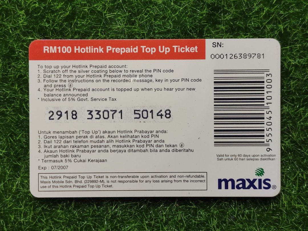 Hotlink RM100 Used Reload Card/ activate, Hobbies & Toys, Collectibles ...