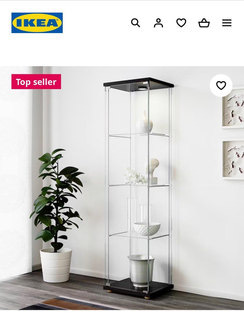 IKEA Glass Display Cabinet, Furniture & Home Living, Furniture, Shelves ...