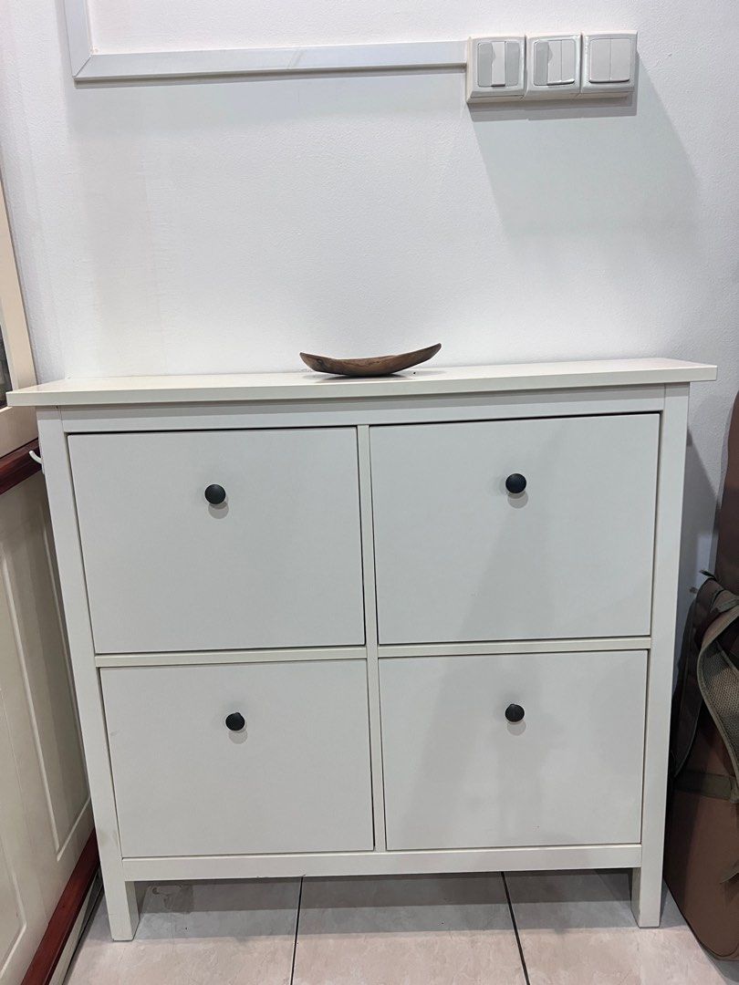 IKEA HEMNES Shoe cabinet with 4 compartments, white,, Furniture & Home ...