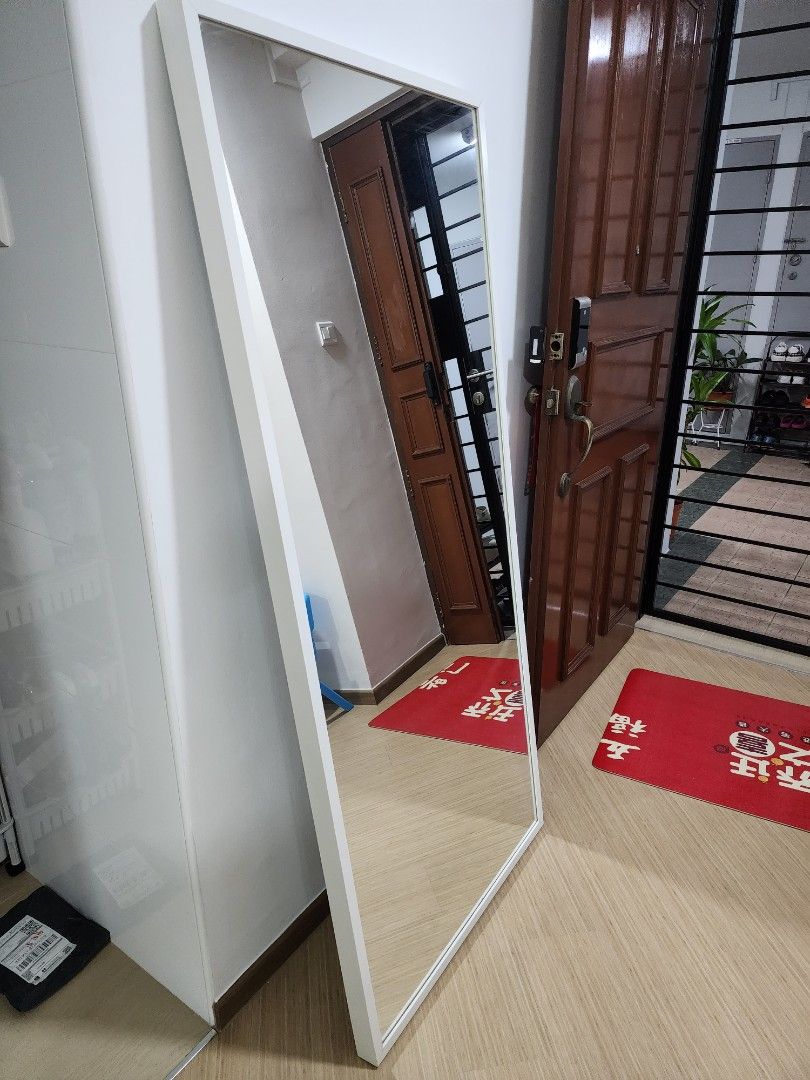 IKEA STAVE Full Height Mirror - White Frame, Furniture & Home Living ...