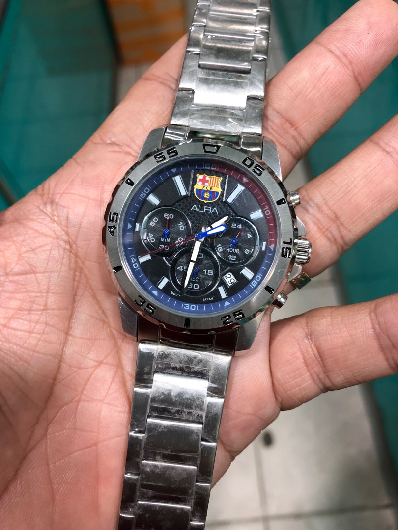 Jam tangan alba quartz stainles steel chronograph, Fesyen Pria, Jam ...