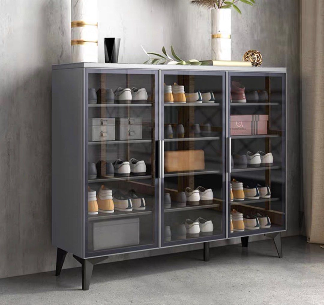 JAZ Modern Glass Shoe Cabinet, Furniture & Home Living, Furniture ...