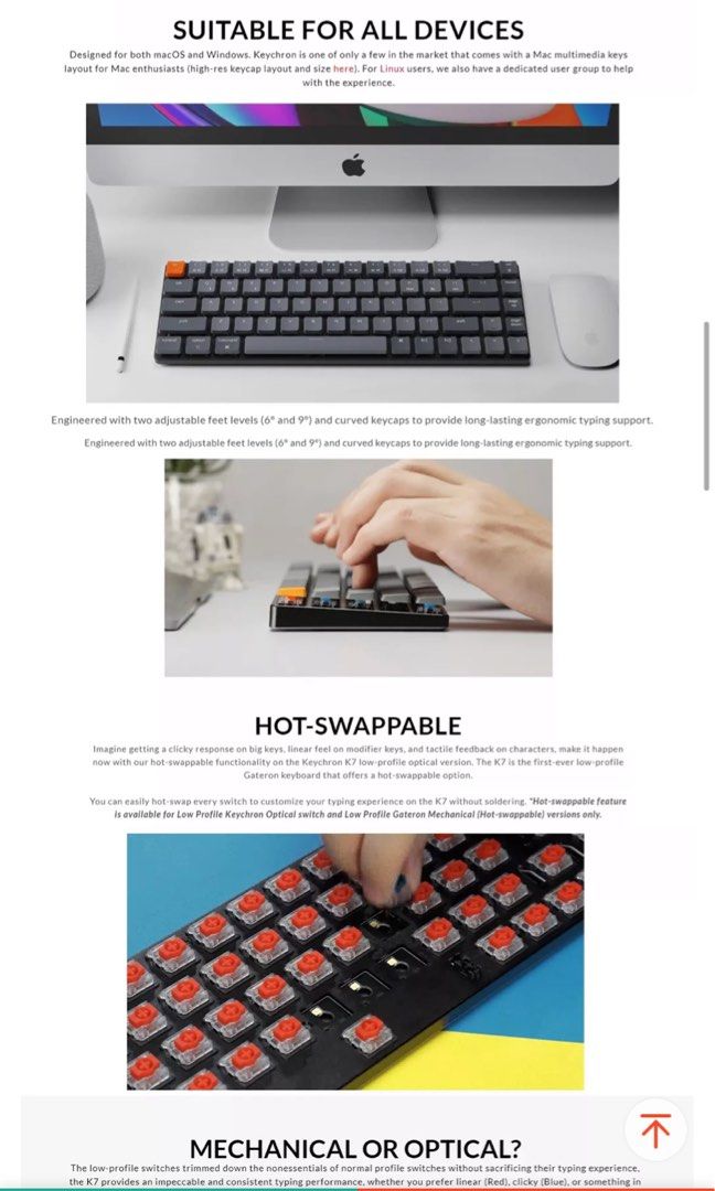 Keychron K7 Ultra-Slim RGB Wireless Low Profile Hot-Swappable ...