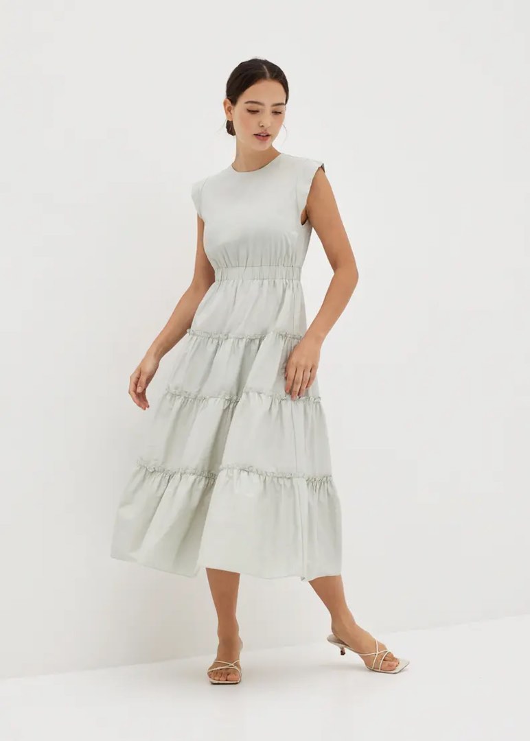 LB Relia Ruched Tiered Maxi Dress Willow, Women's Fashion, Dresses ...
