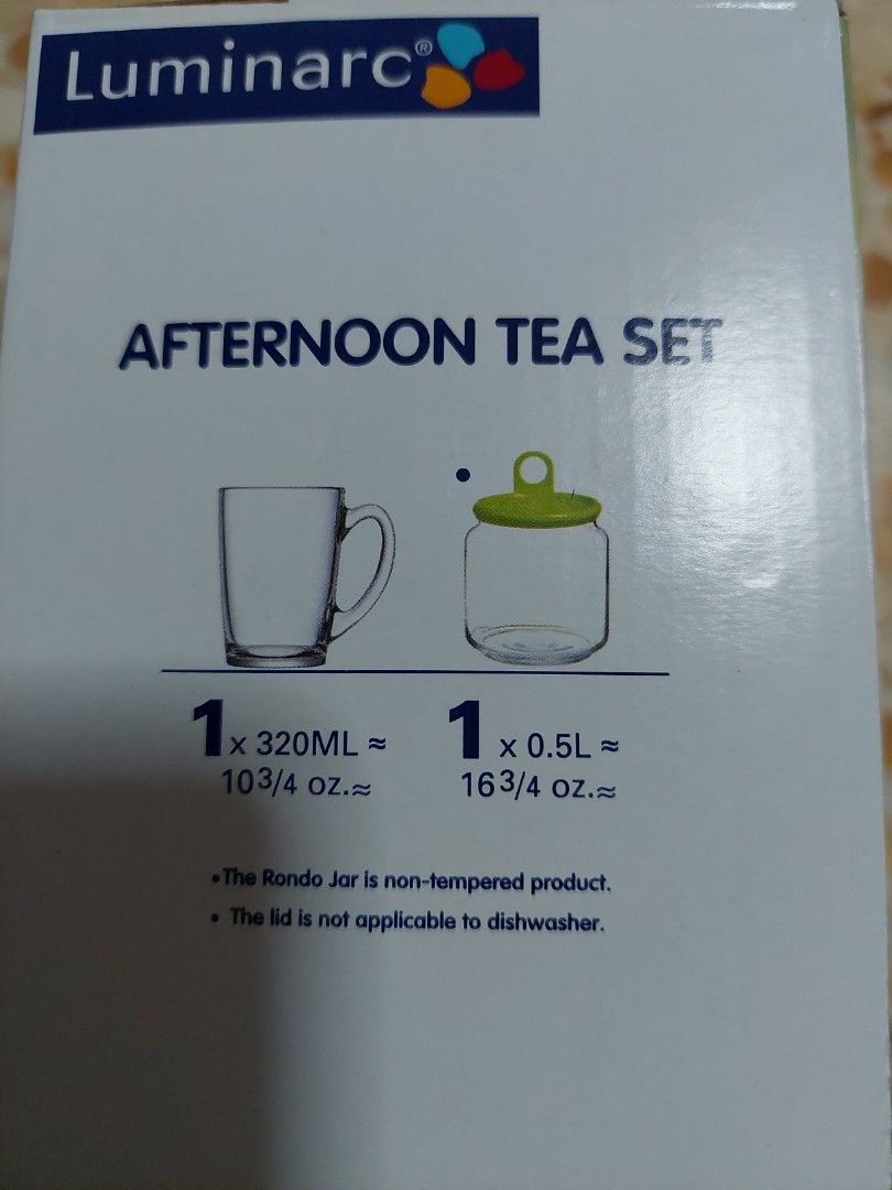 Luminarc 2 pieces afternion tea set, Furniture & Home Living, Kitchenware & Tableware, Other ...