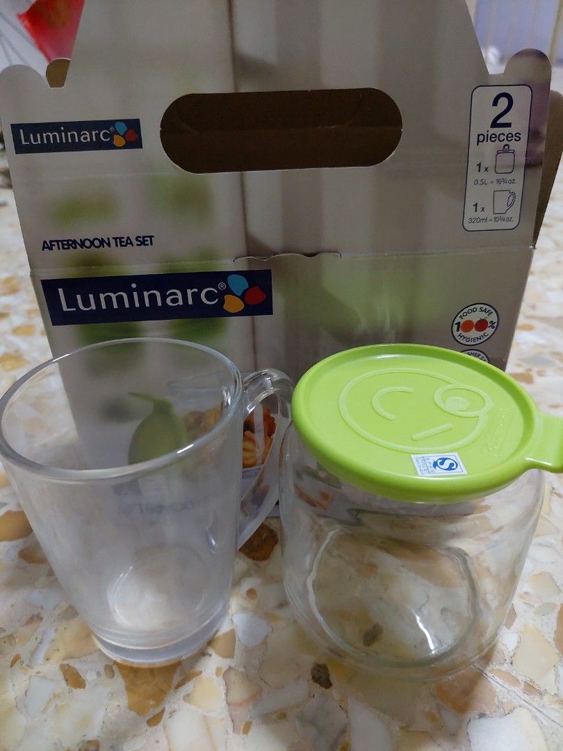 Luminarc 2 pieces afternion tea set, Furniture & Home Living, Kitchenware & Tableware, Other ...