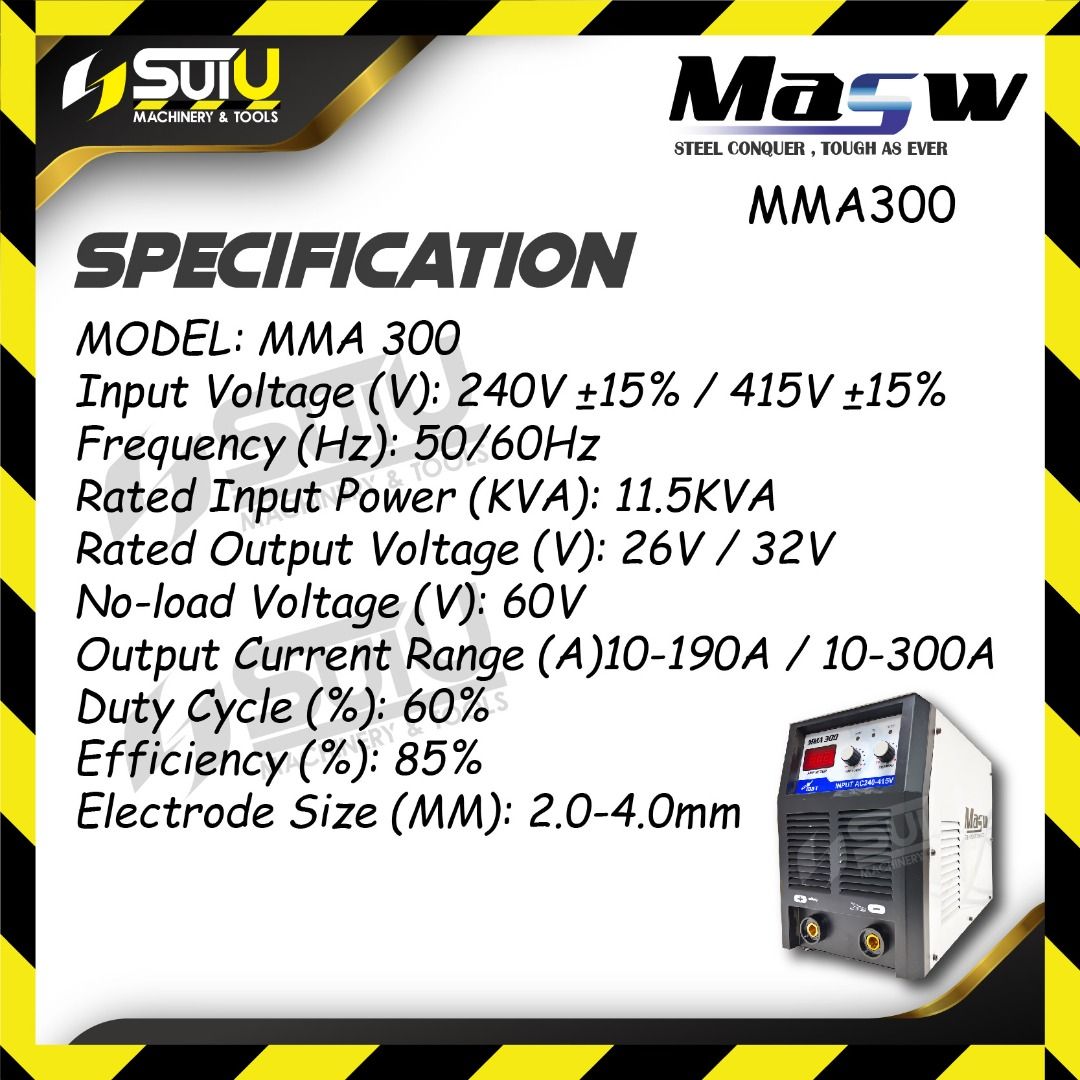 MASW MMA300 Single Phase & Three Phase Inverter Welding Machine (240V ...