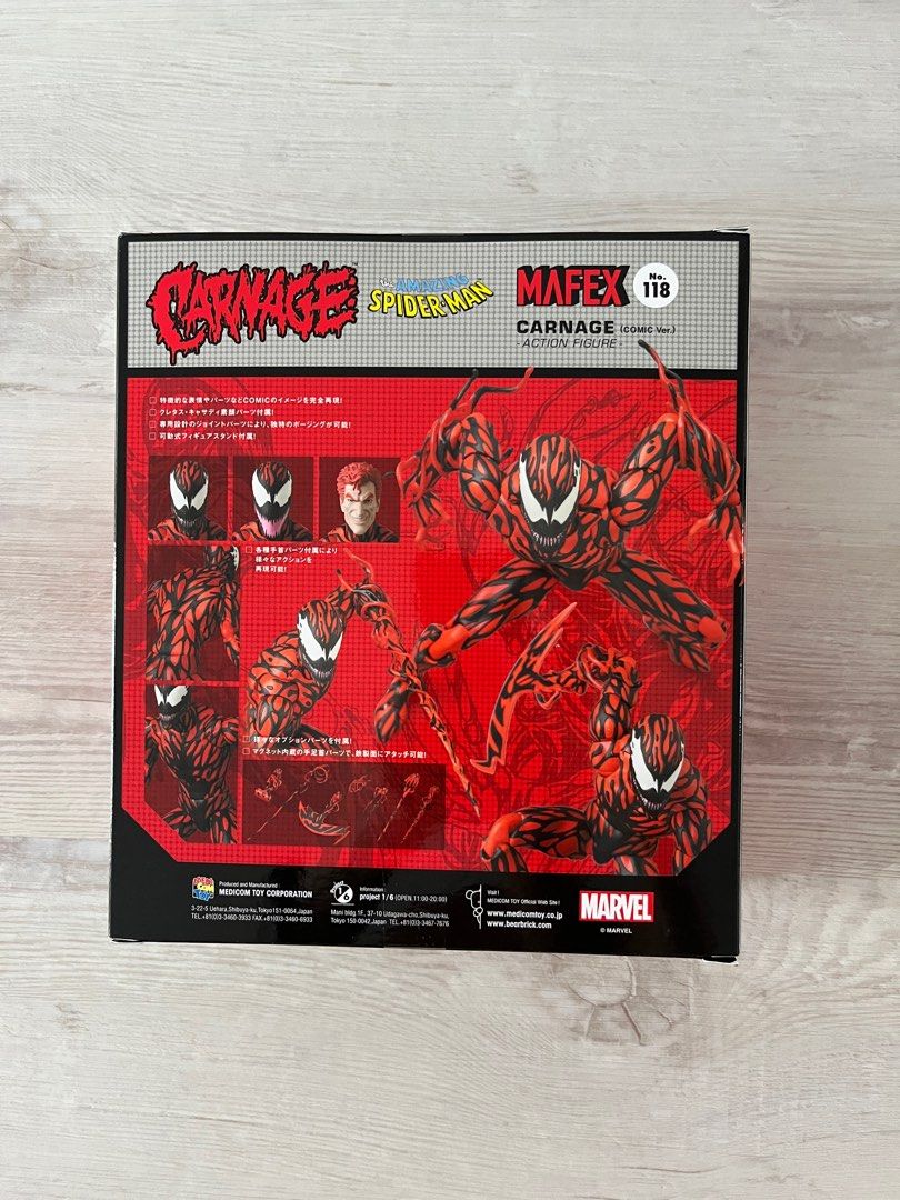 Medicom MAFEX Carnage comic version no. 118, Hobbies & Toys, Toys ...