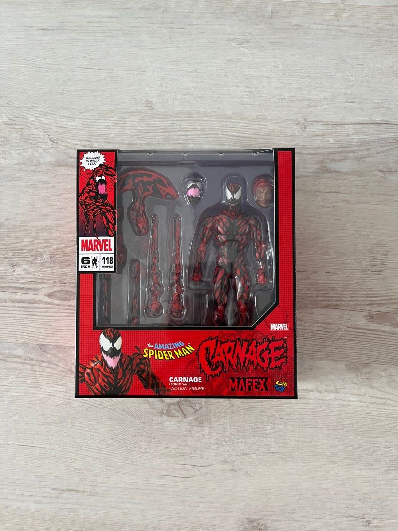 Medicom MAFEX Carnage comic version no. 118, Hobbies & Toys, Toys ...