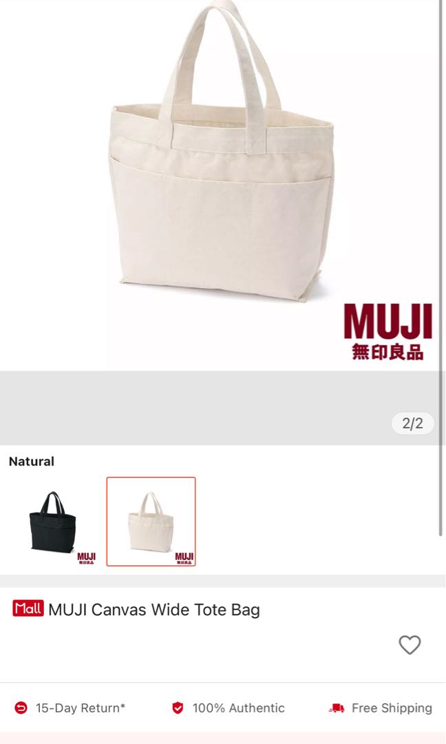 Muji Canvas Tote Bag, Women's Fashion, Bags & Wallets, Tote Bags on Carousell
