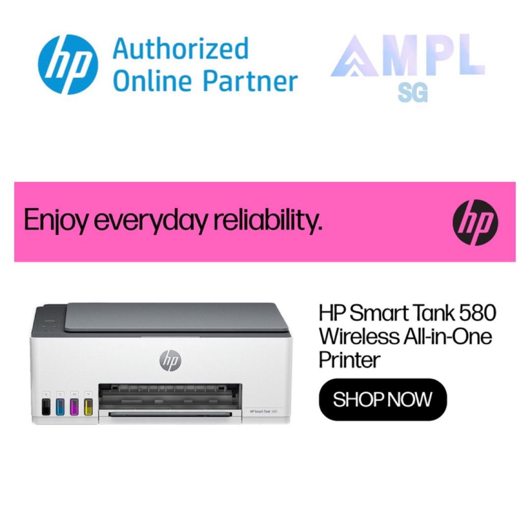 NEW HP Smart Tank 580 All-in-One Printer Print | copy | scan | USB ...