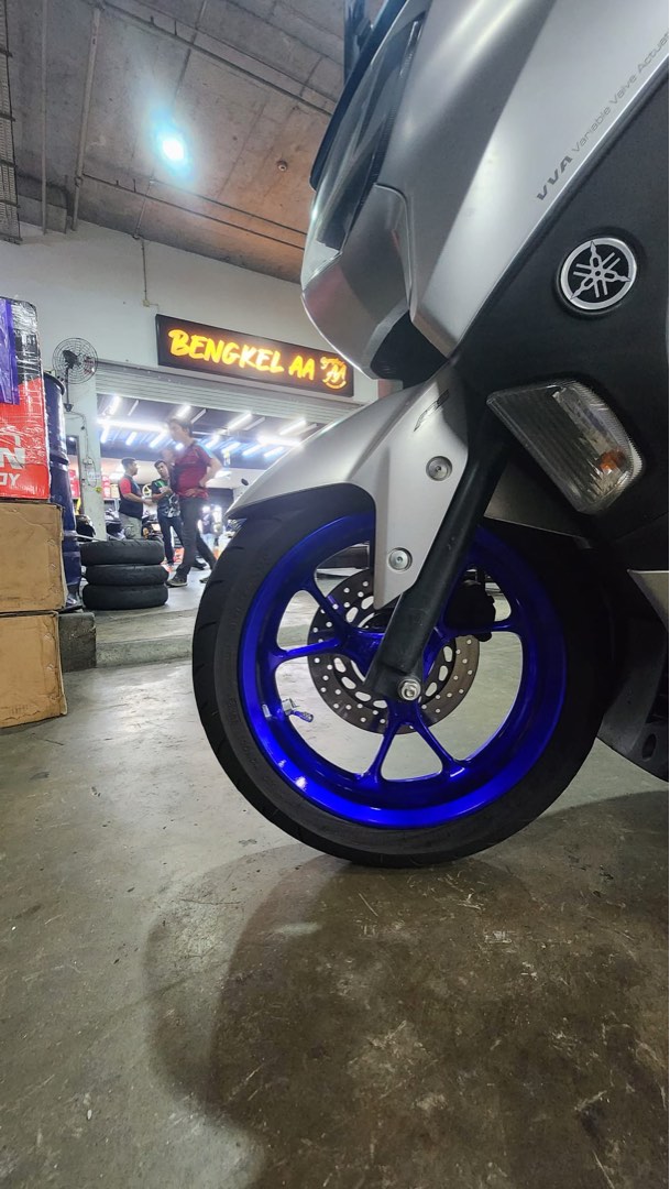 Nmax Rims Spray (Candy Blue), Motorcycles, Motorcycle Accessories on ...