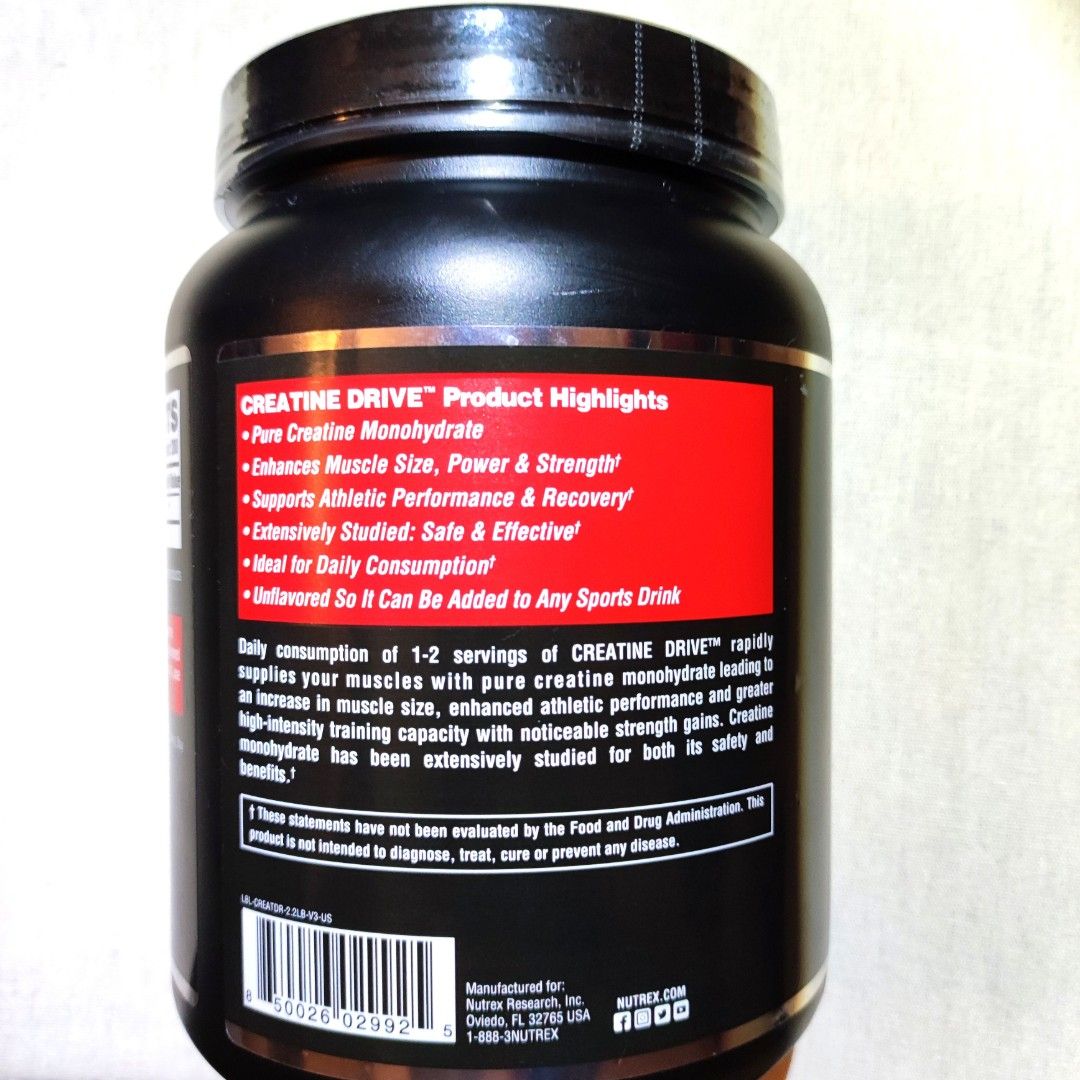 1000g Nutrex Creatine Drive, USA, Health & Nutrition, Health ...