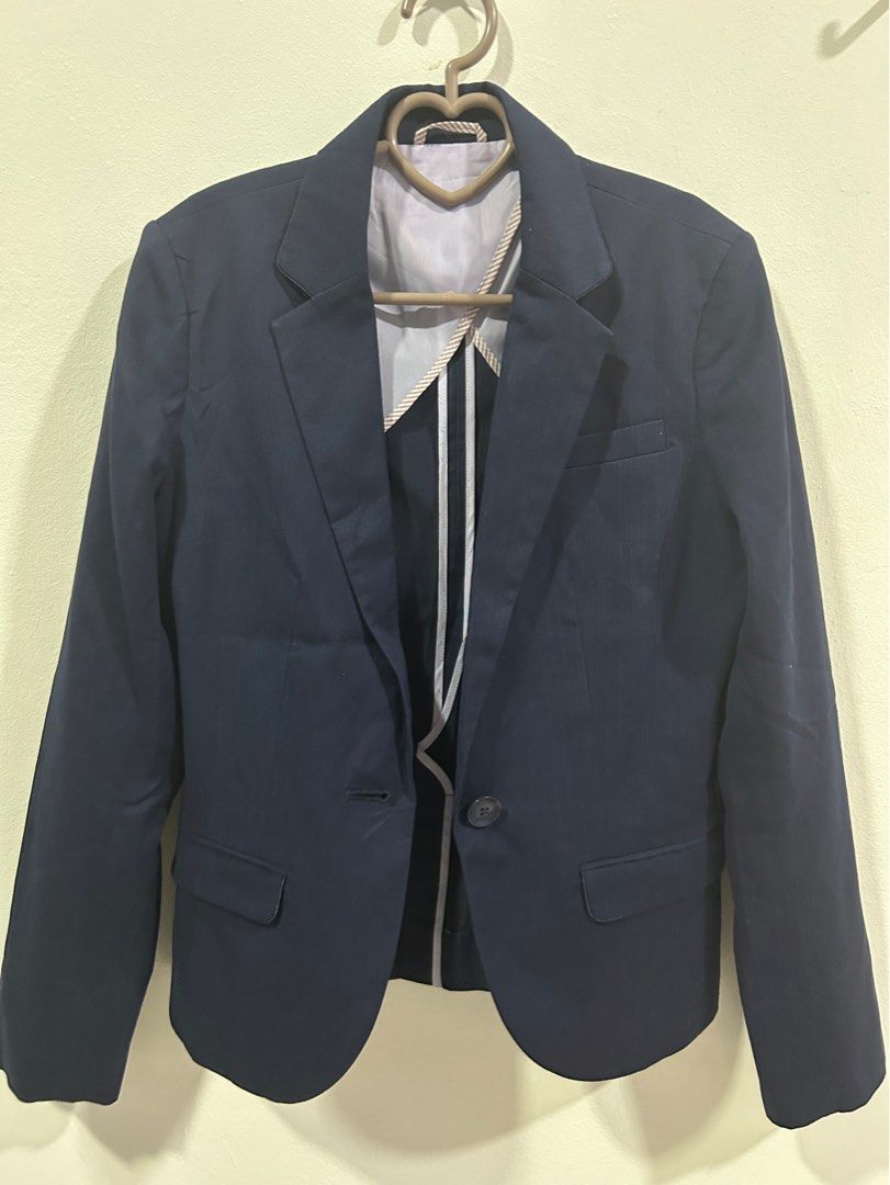 Officewear Dark Blue Blazer, Women's Fashion, Coats, Jackets and Outerwear on Carousell