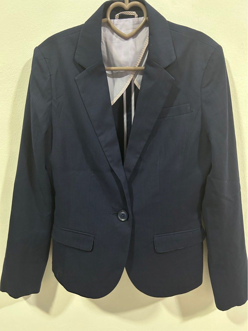 Officewear Dark Blue Blazer, Women's Fashion, Coats, Jackets and Outerwear on Carousell