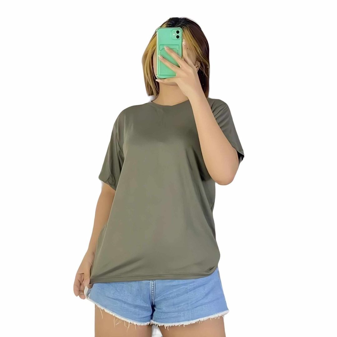 Oversized Plain T-Shirt Solid Color Damit, Women's Fashion, Tops ...