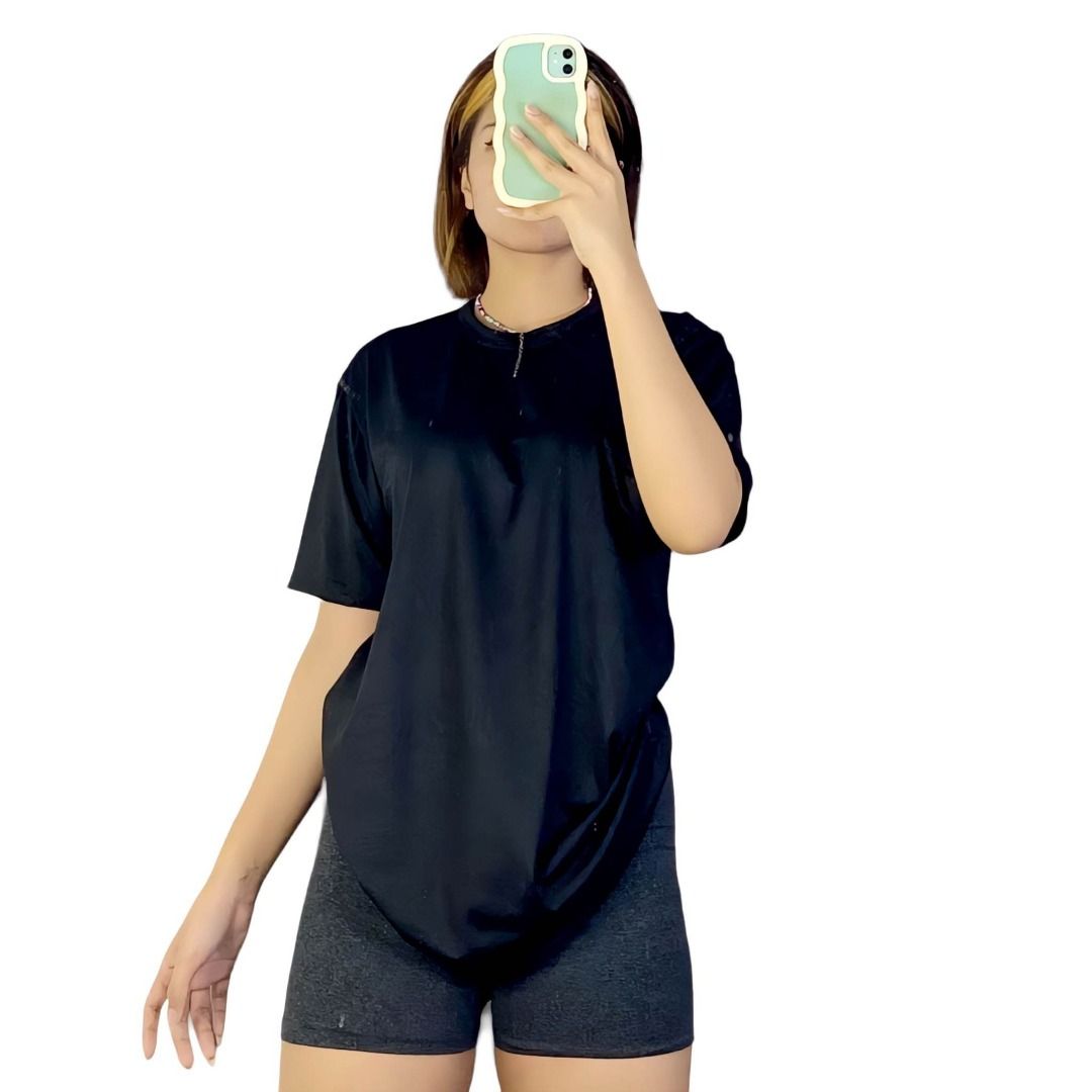 Oversized Plain T-Shirt Solid Color Damit, Women's Fashion, Tops ...