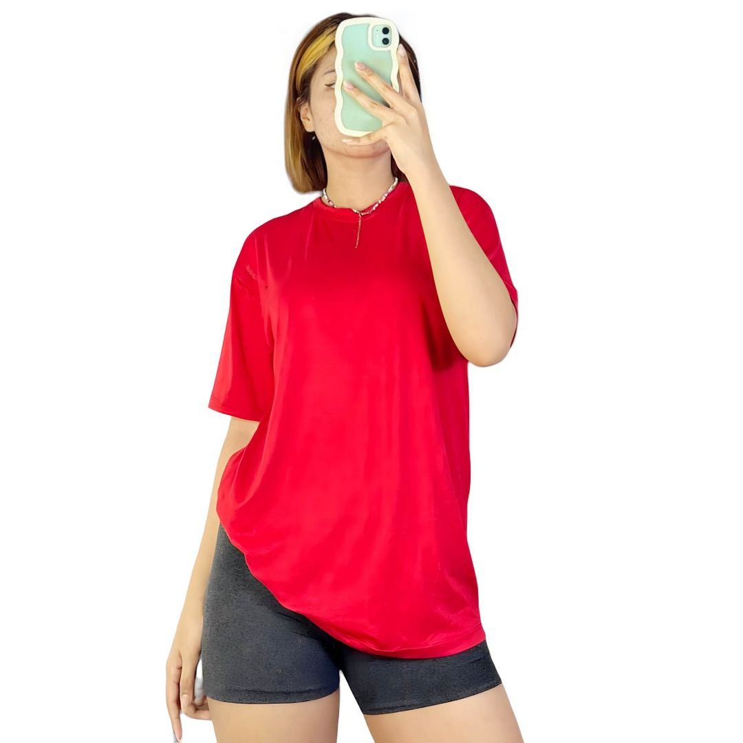 Oversized Plain T-Shirt Solid Color Damit, Women's Fashion, Tops ...