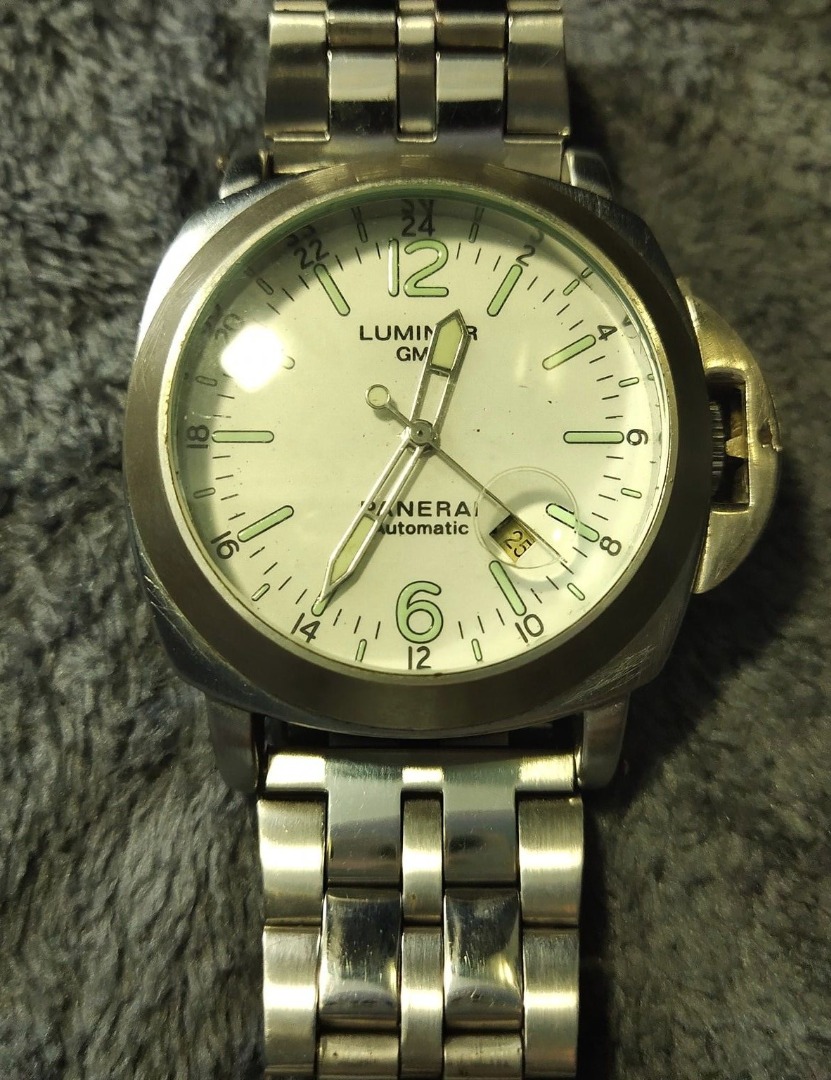 Panerai Luminor GMT Automatic Date Luminous Titanium Stainless Steel ...