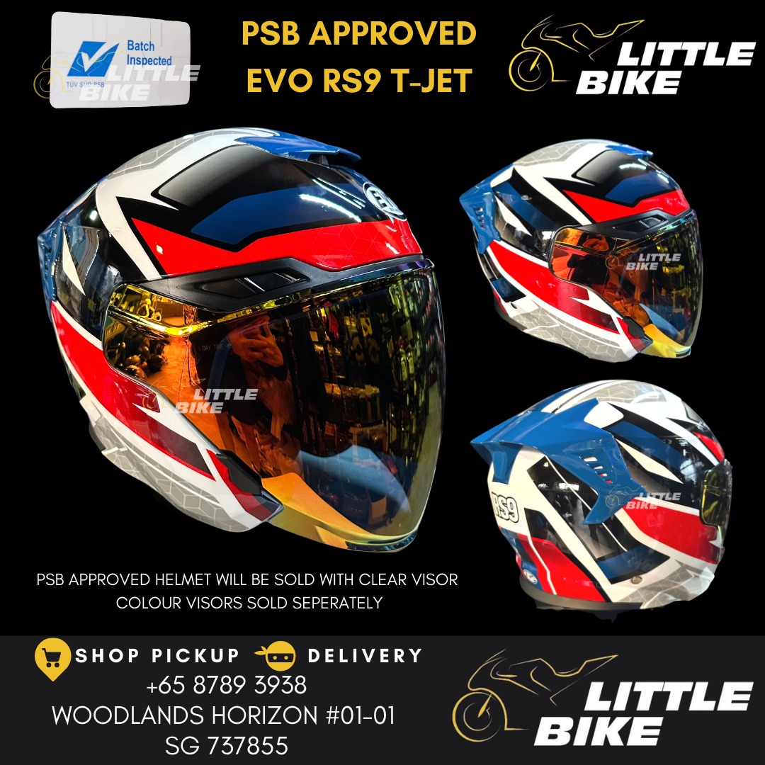 PSB Approved Evo RS9 T-JET open face motorcycle helmet w sun visor ...