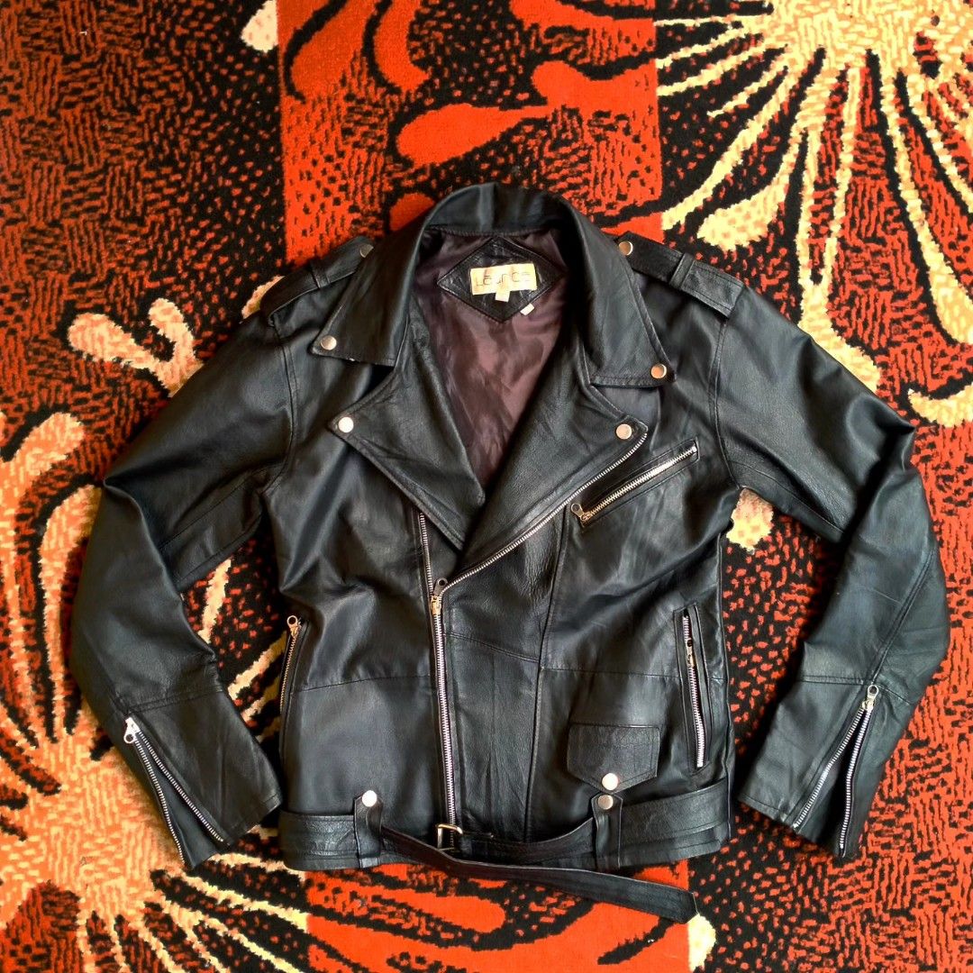 RAMONES LEATHER JACKET, Fesyen Pria, Pakaian , Baju Luaran di Carousell