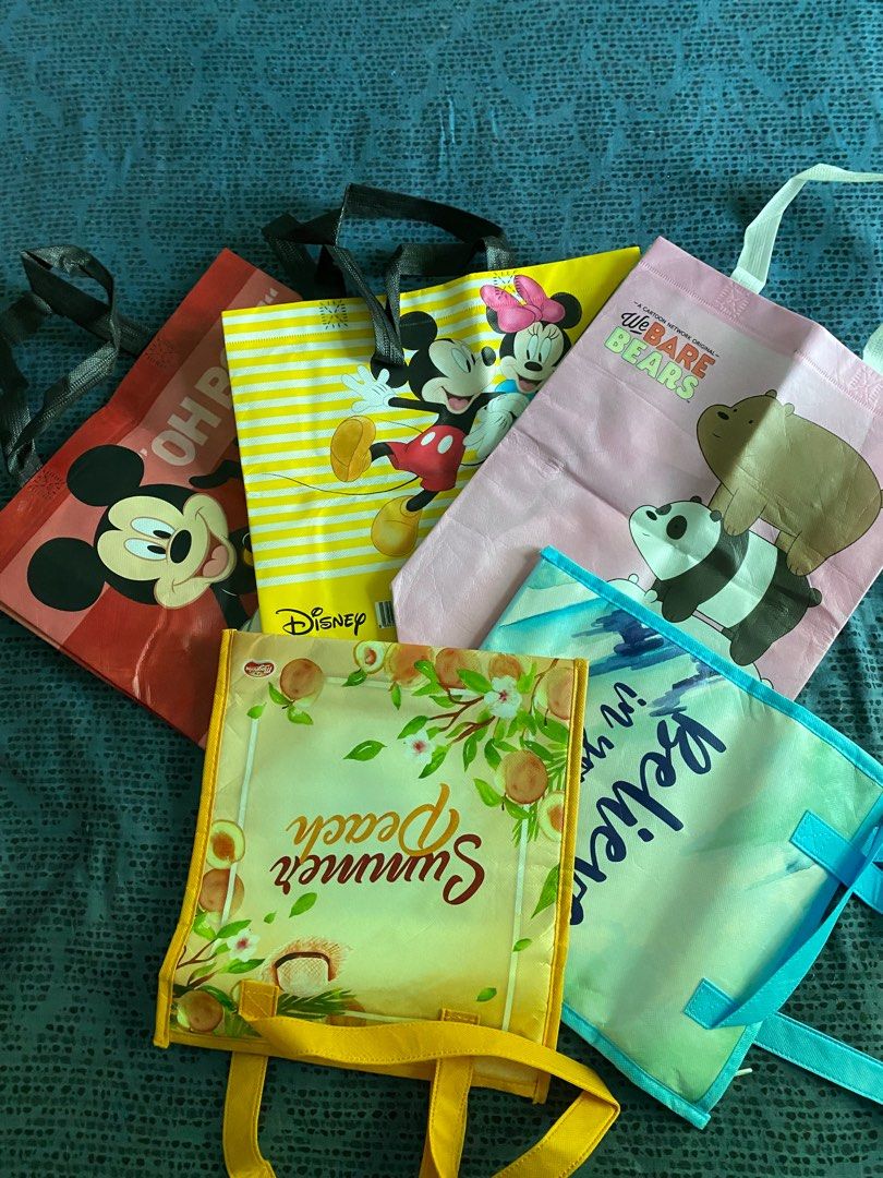 Recyclable tote bags - mickey/we bare bears, Women's Fashion, Bags ...