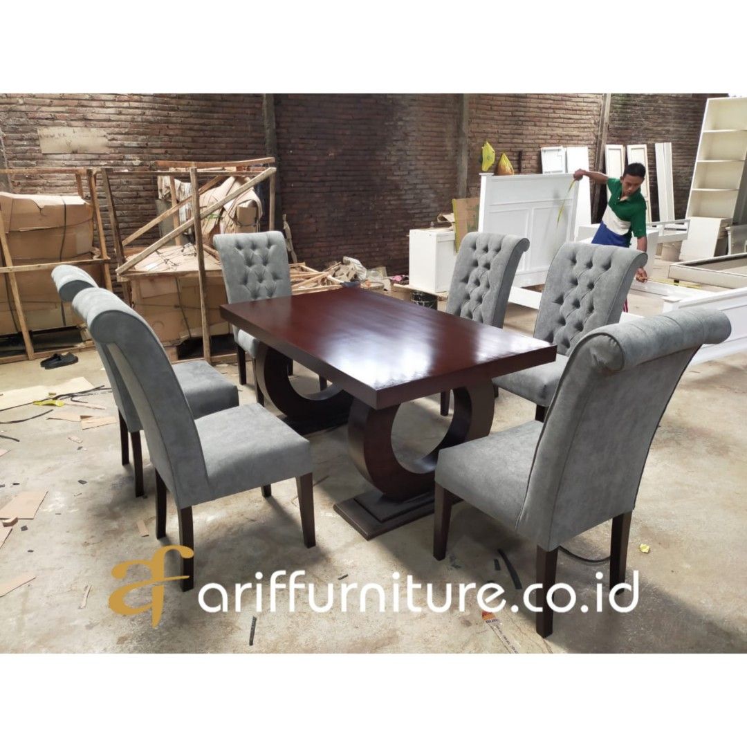 Set Meja Makan 6 Kursi Furniture Jepara, Perabotan Rumah di Carousell
