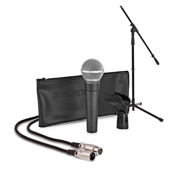 Shure SM58 mic + leather bag + stand + cable , 音響器材, 咪高風/麥克風 - Carousell