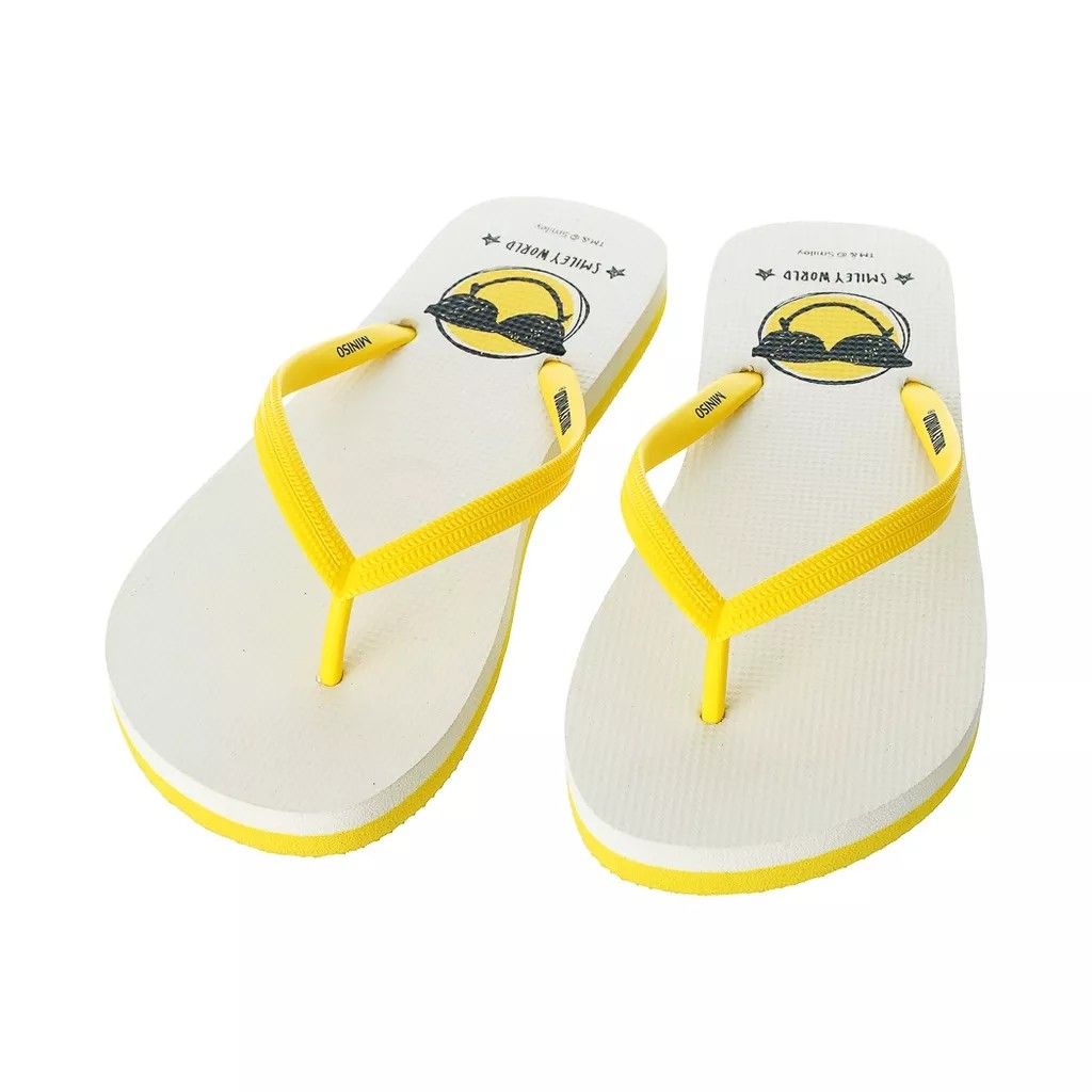 Smile smiley sandal Miniso Yellow Kuning uk 38, Fesyen Wanita, Sepatu ...