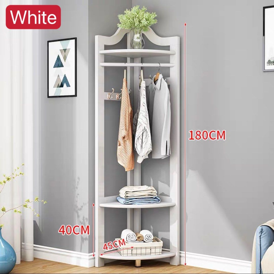 Solid wood corner clothes rack, Furniture & Home Living, Furniture ...