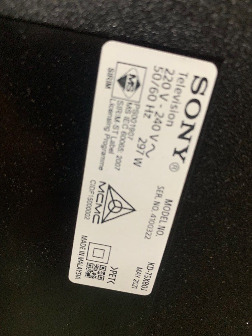 Sony 75” tv Mainboard power board Model KD75X80J, TV & Home Appliances ...