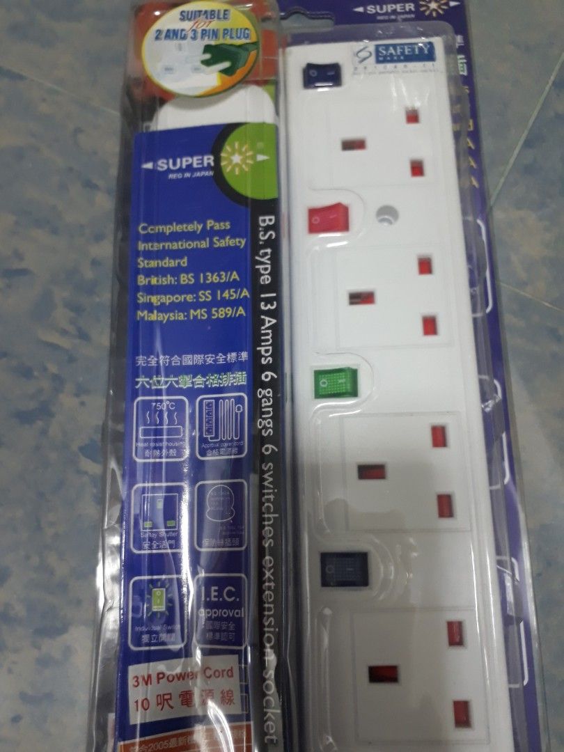 Super BS type 6 switches socket., TV & Home Appliances, Electrical ...