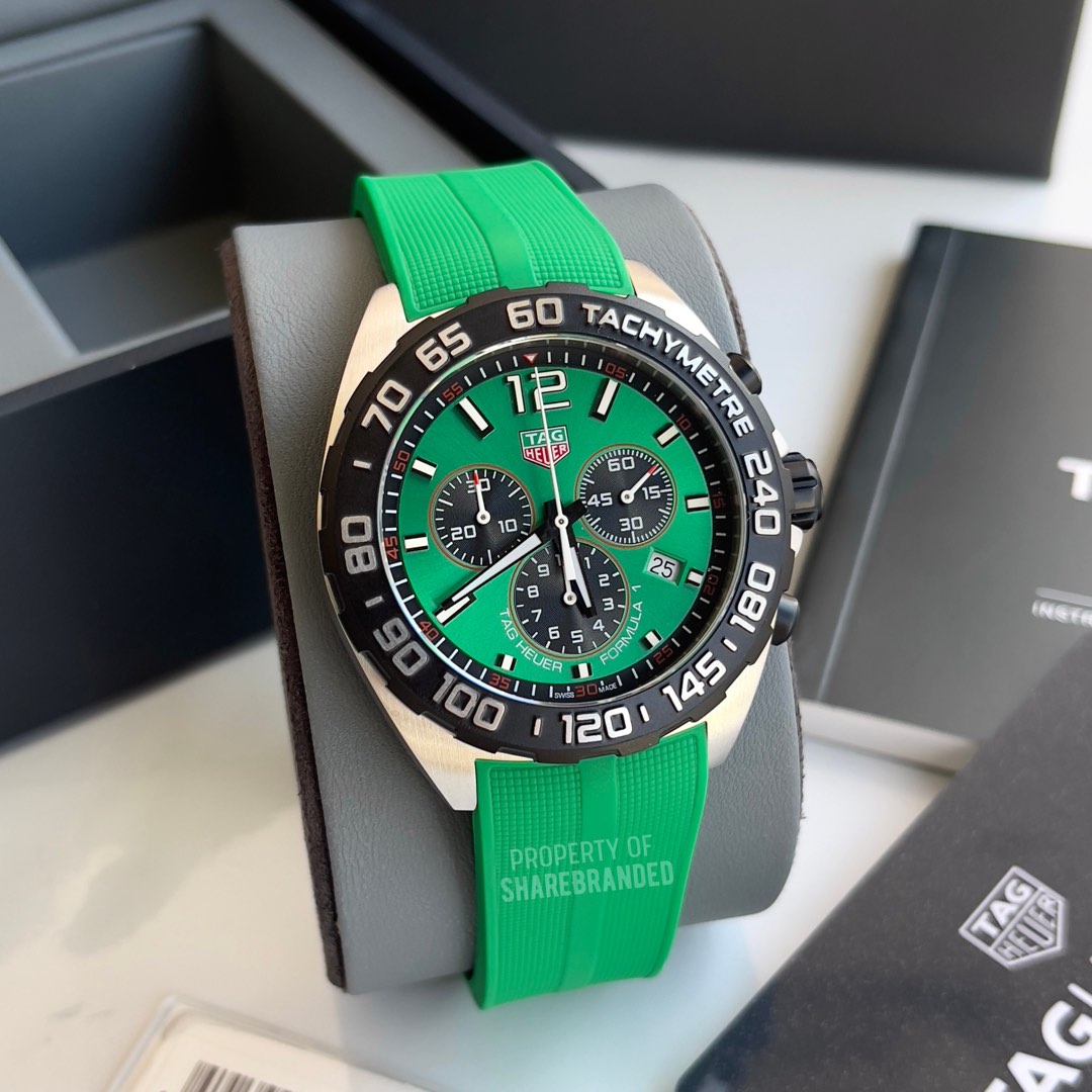 Tag Heuer Formula One Green Dial Rubber Quartz Chronograph 43mm ...