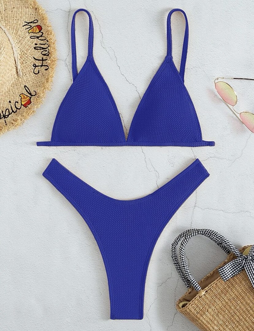 textured triangle high cut bikini on Carousell