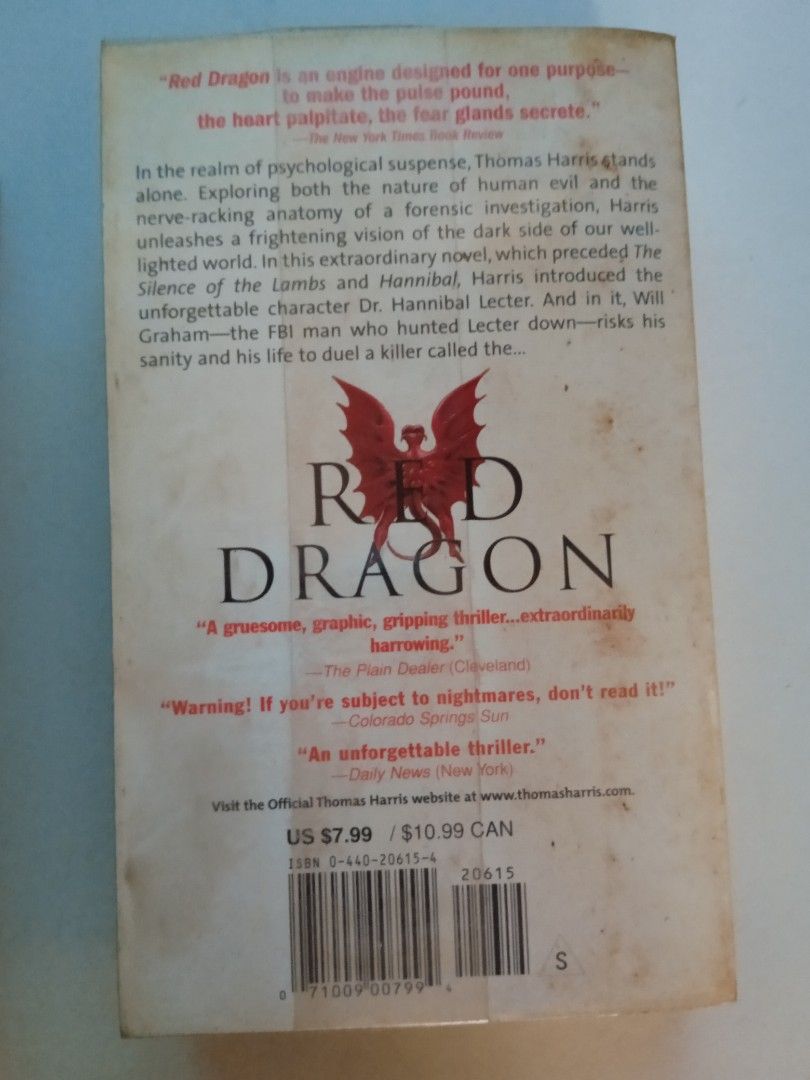Thomas Harris Red Dragon Story Book Used, Hobbies & Toys, Books ...