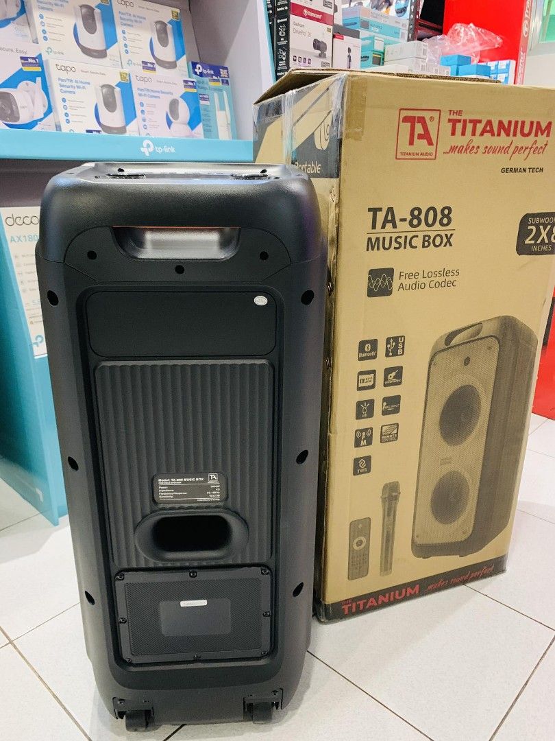 Titanium 5000w Rechargeable Music Box Bluetooth Speaker Wheels With Mic ...