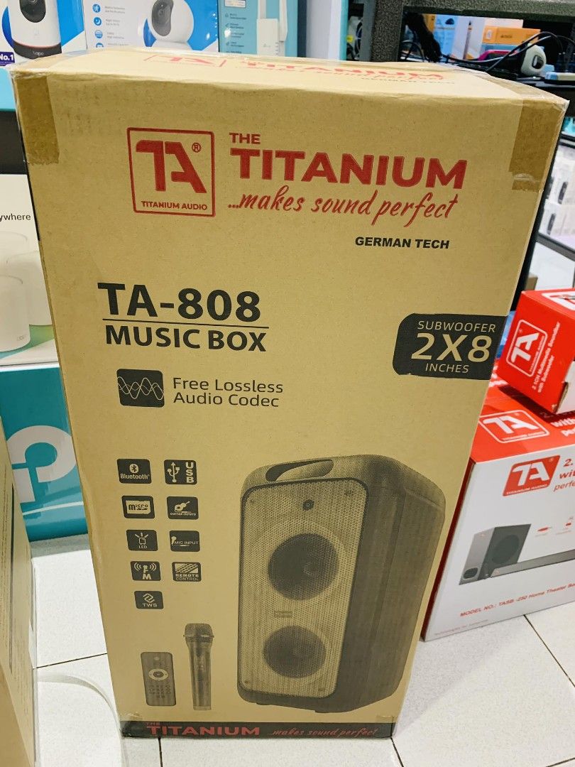 Titanium 5000w Rechargeable Music Box Bluetooth Speaker Wheels With Mic ...
