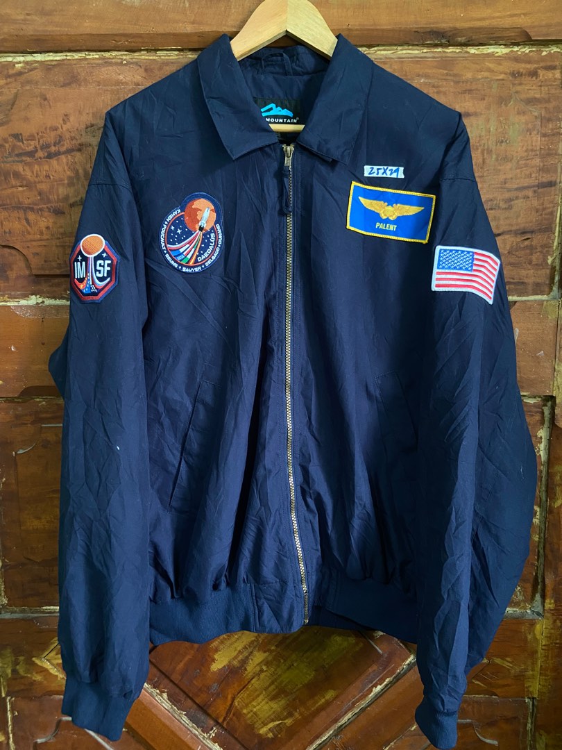 Tri-Mountain Multipatched Bomber Jacket on Carousell