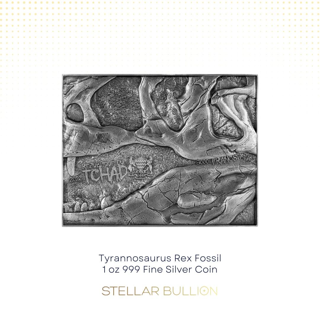 Tyrannosaurus Rex (T-Rex) Fossil 1 oz 999 Fine Silver Coin, Hobbies ...