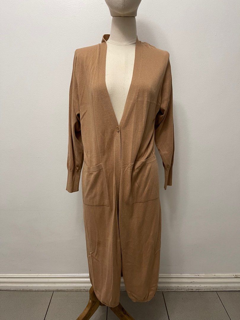 Uniqlo Long Tan Cardigan on Carousell