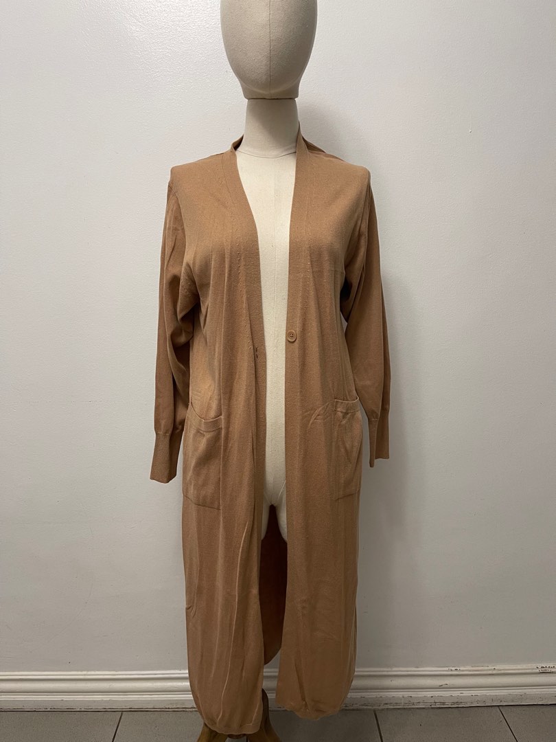 Uniqlo Long Tan Cardigan on Carousell