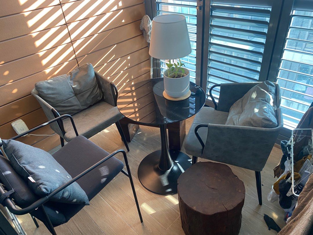 Upholstered balcony arm chairs, Furniture & Home Living, Furniture ...