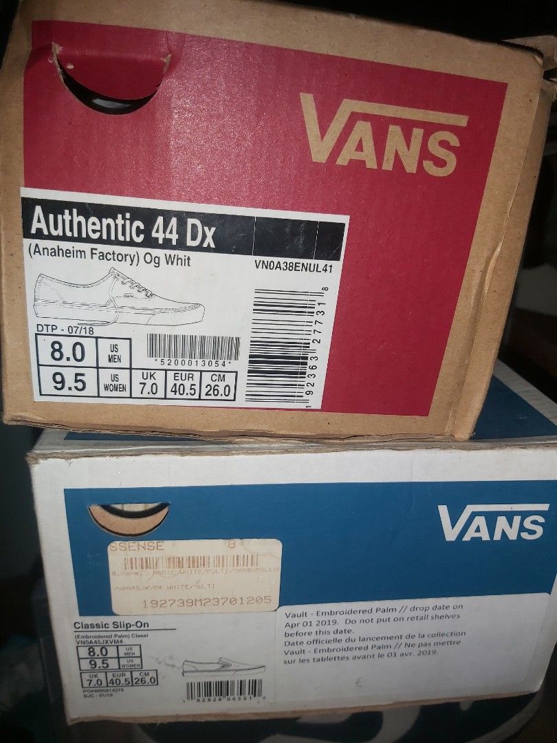 VANS ANAHEIM 44 DX & VANS VAULT CLASSIC SLIP-ON EMBROIDERED PALM, Men's ...