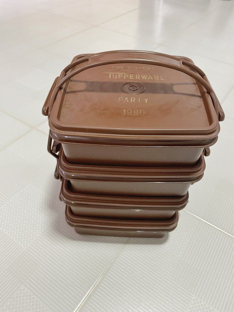 Vintage Tupperware lunch box stackable set of 4, Furniture & Home ...